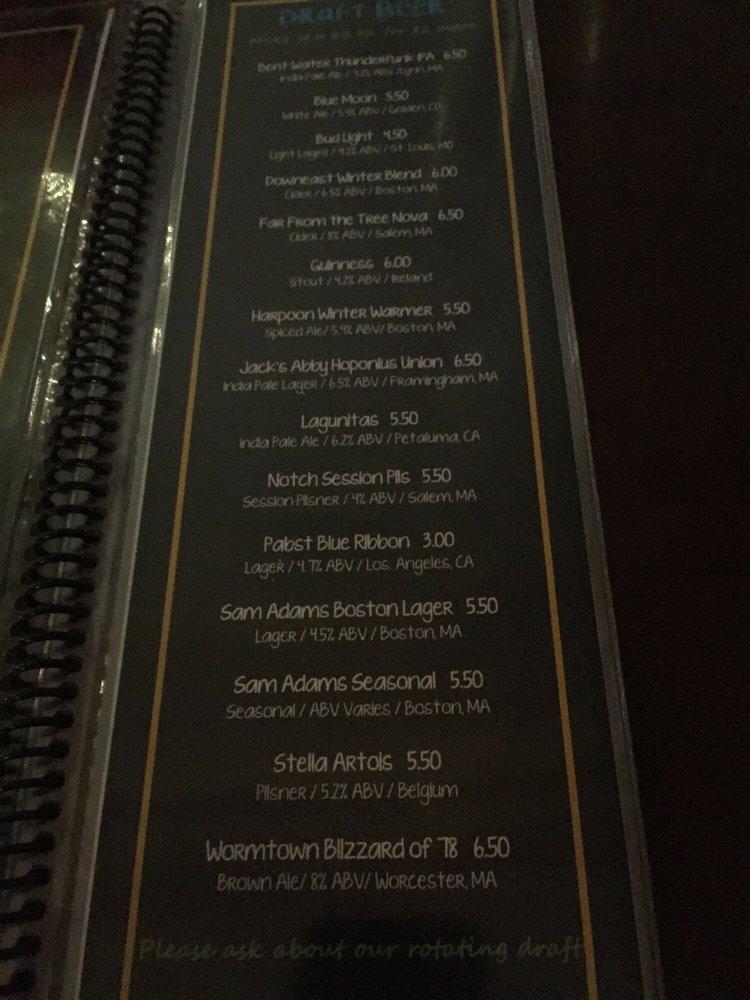 Carta de Rockafellas Restaurant, Salem, 231 Essex St