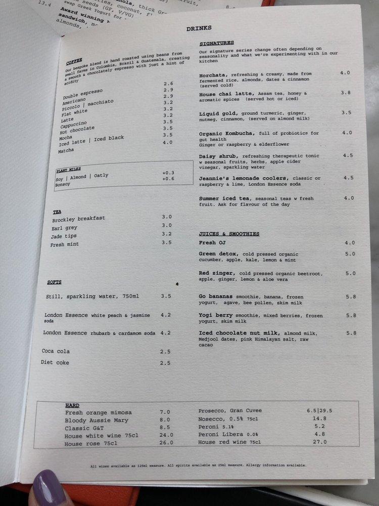 Menu at Timmy Green pub & bar, London