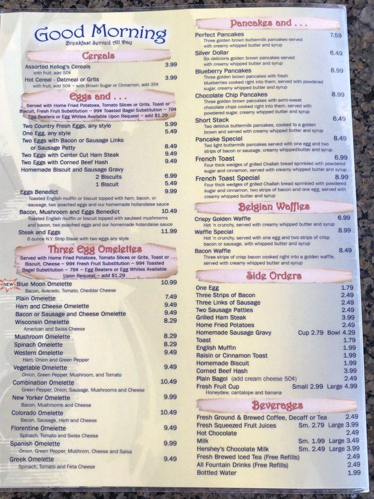 Menu at Blue Moon Diner restaurant, Palm Beach Gardens