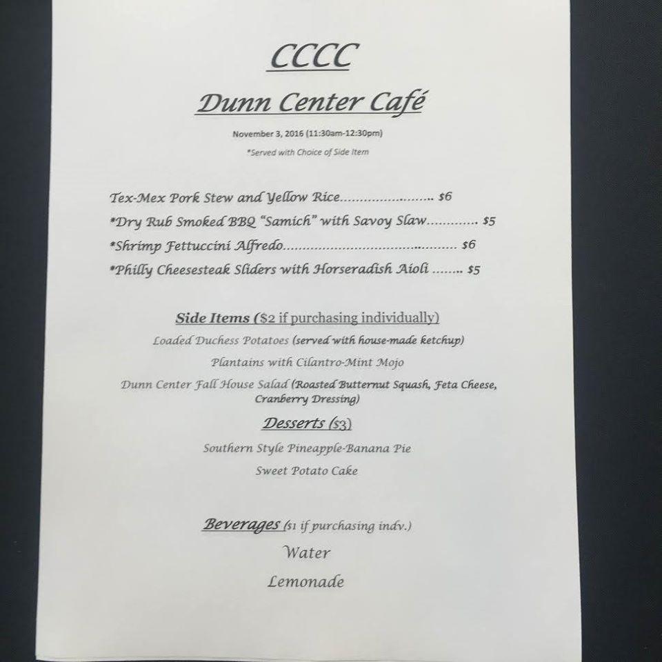 Menu at Dunn Center Café cafe, Dunn