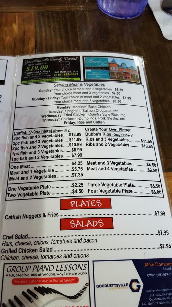 Menu at Liz's Kitchen restaurant, Goodlettsville