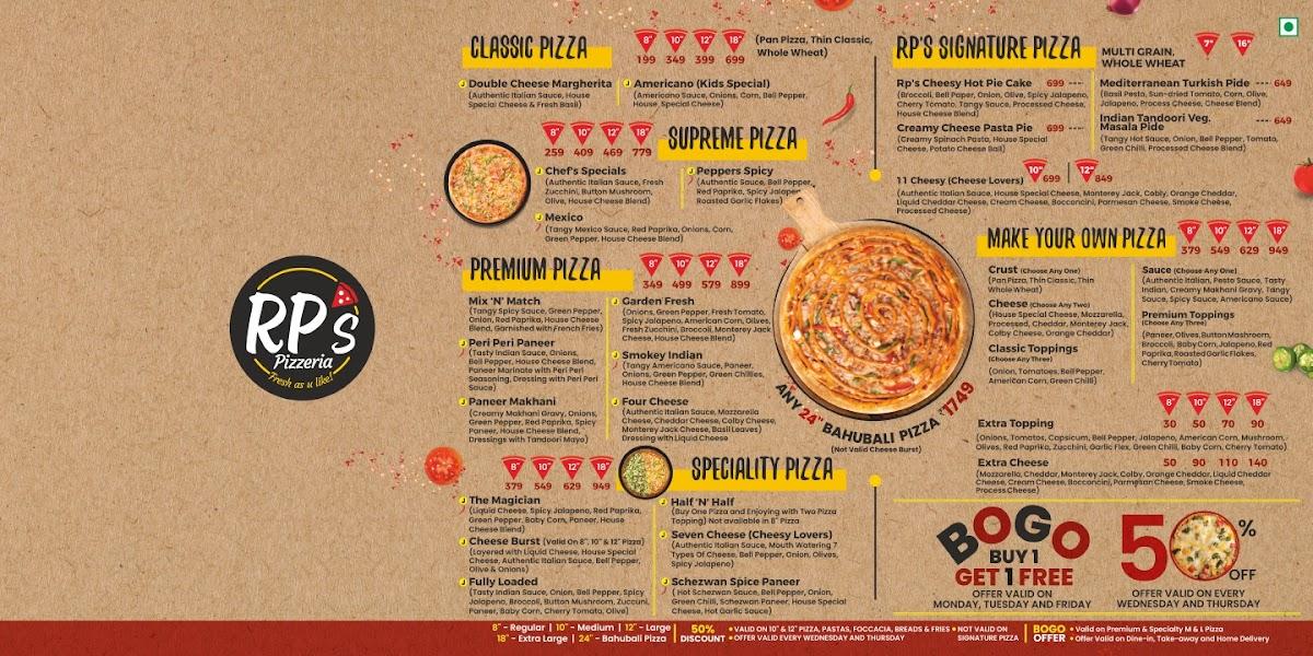 Menu at RP's Pizzeria Vandematram, Ahmedabad