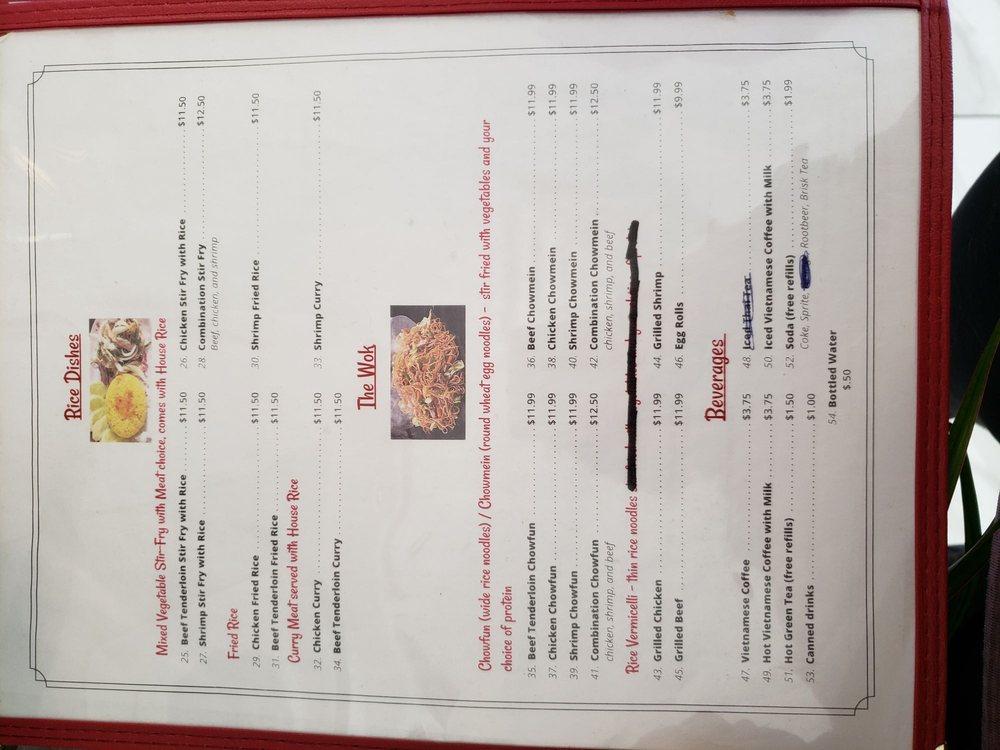 Menu at Saigon Pho Restaurant, Yuma