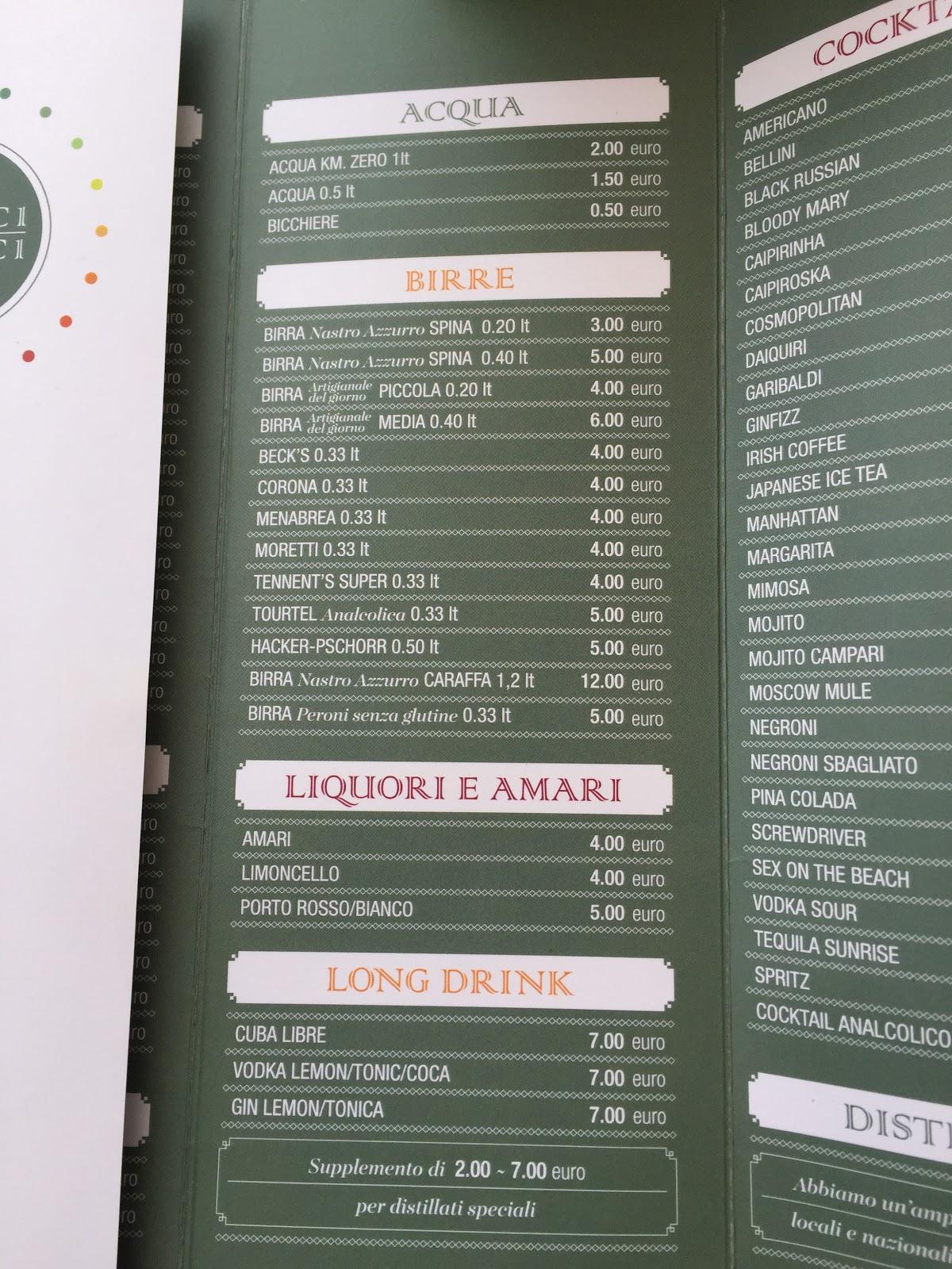 Speisekarte von Undici Undici pub & Bar, Lucca