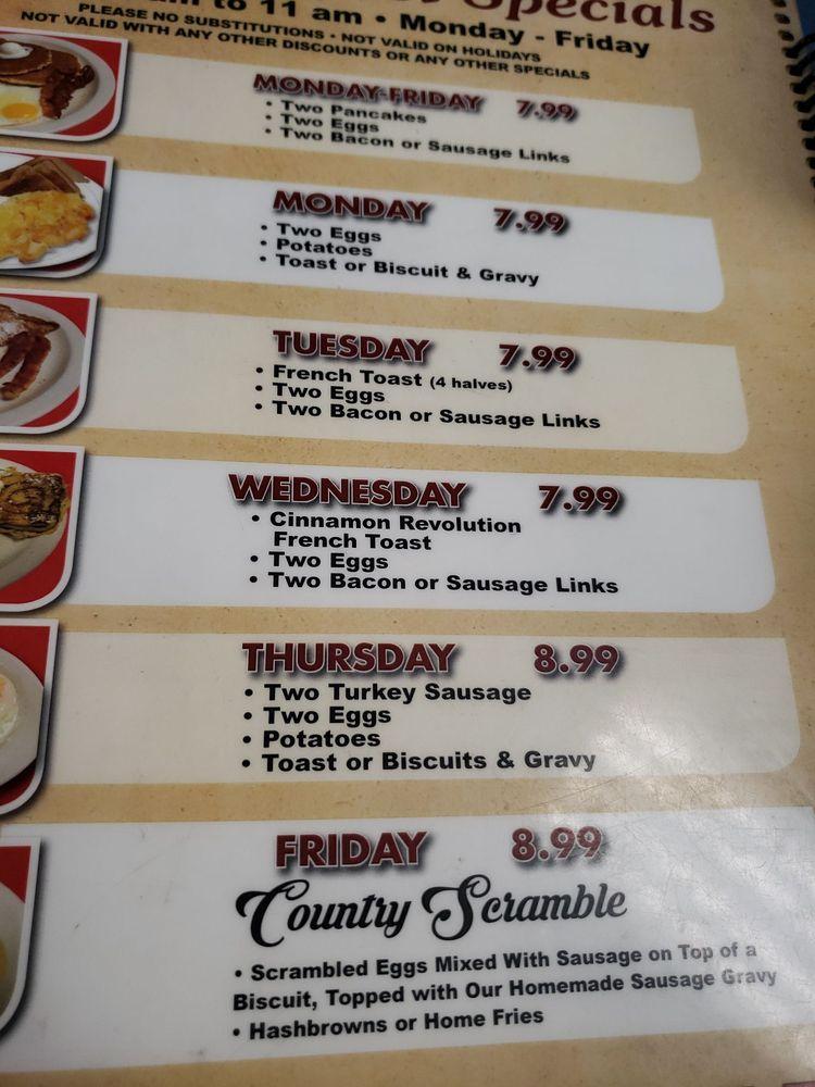 Menu at Brandon's Diner restaurant, Riverside, Indiana Ave