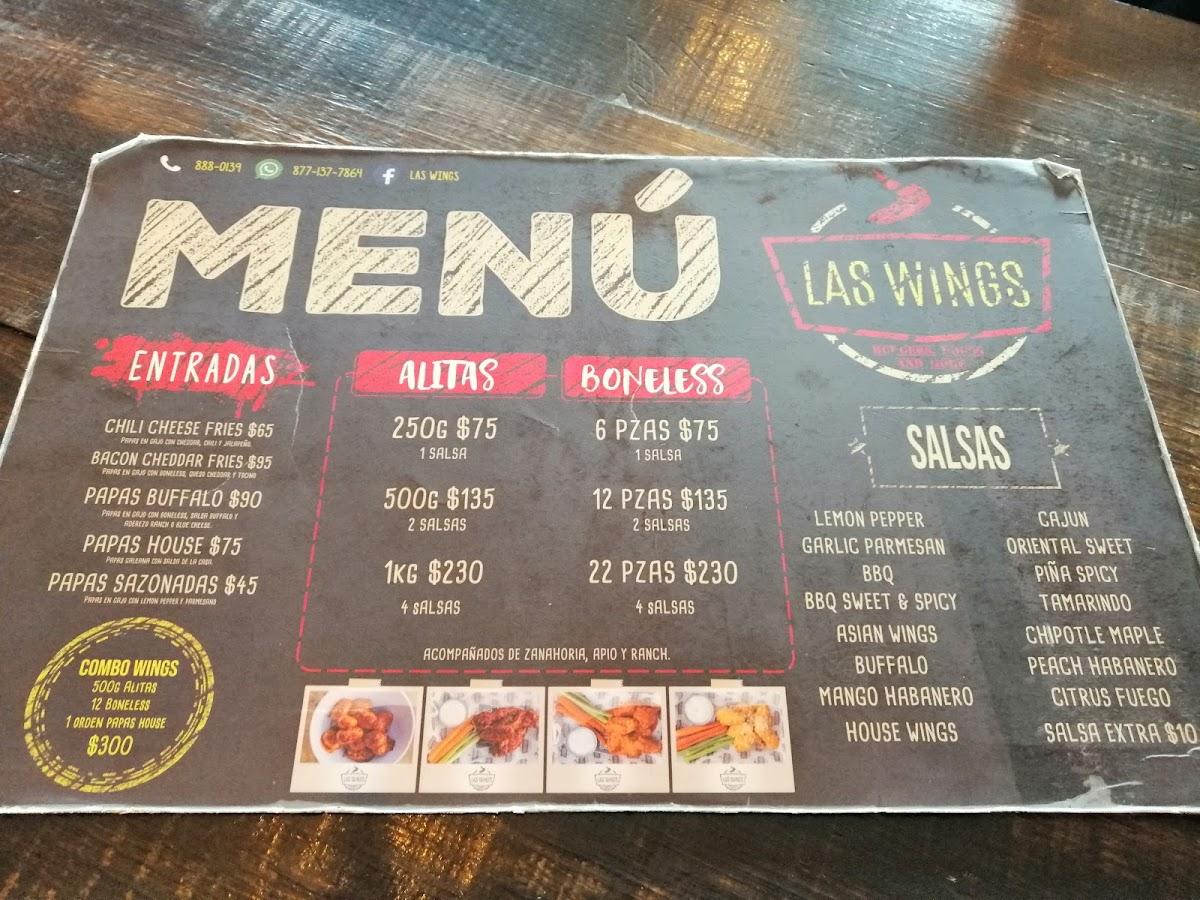 Menu at Las Wings restaurant, Ciudad Acuña, C. Heroico Colegio Militar #380