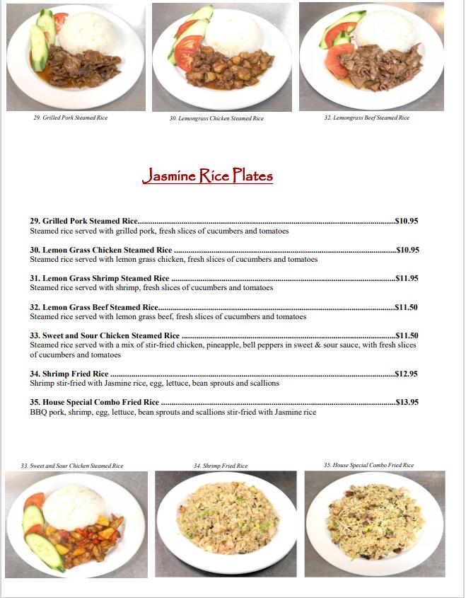 Menu at Pho Ly Asian Cuisine, Inc restaurant, Evergreen