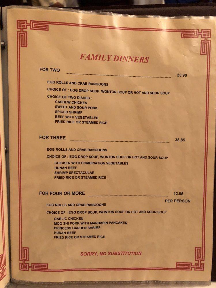 Menu at Princess Garden restaurant, Kansas City