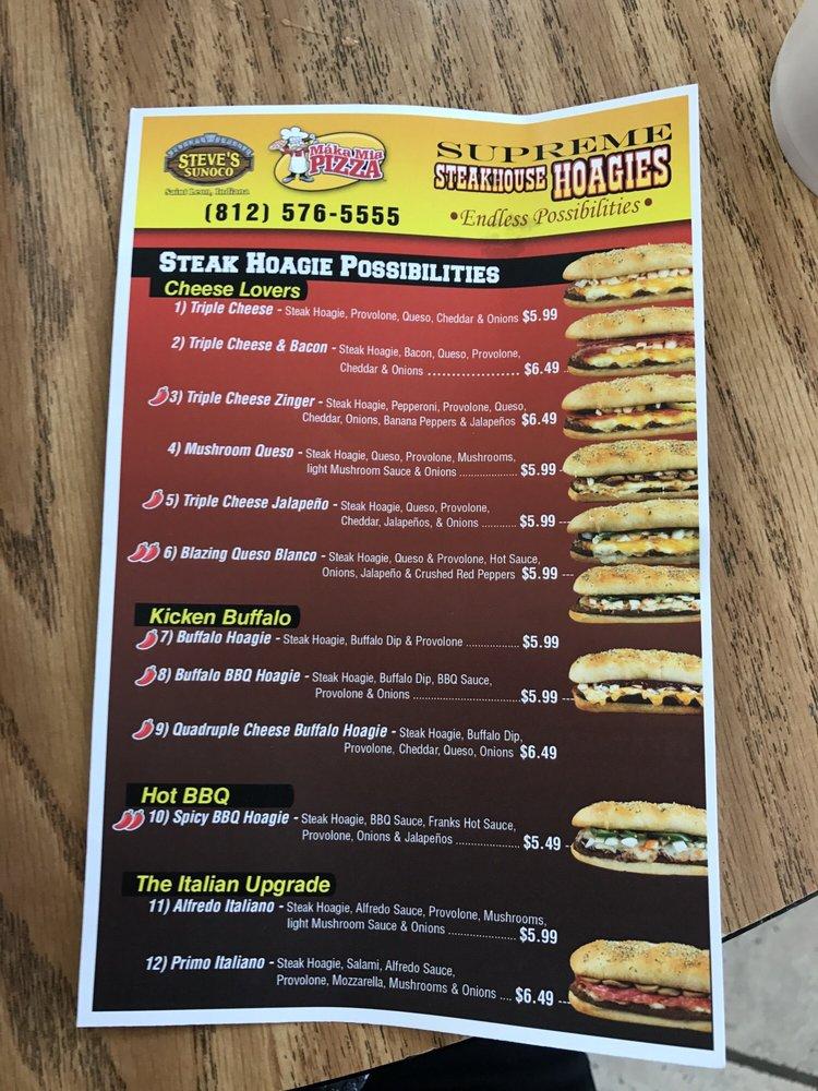 Menu at Steve's Sunoco & Máka Mia Pizza pizzeria, Saint Leon
