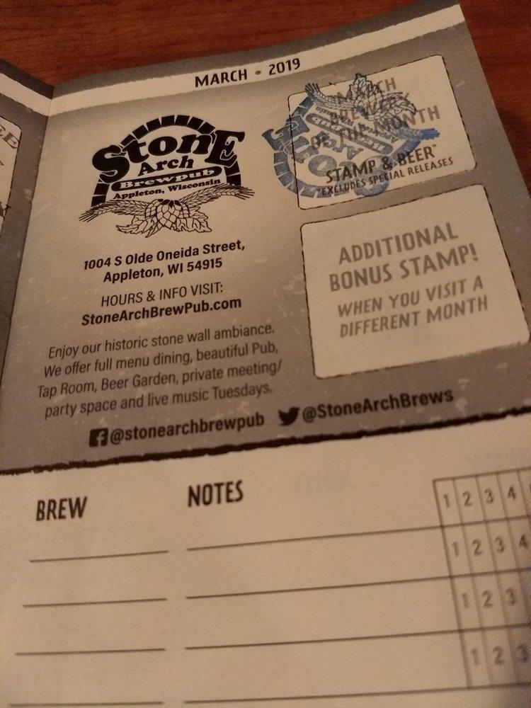 Menu at Stone Arch Brewpub, Appleton
