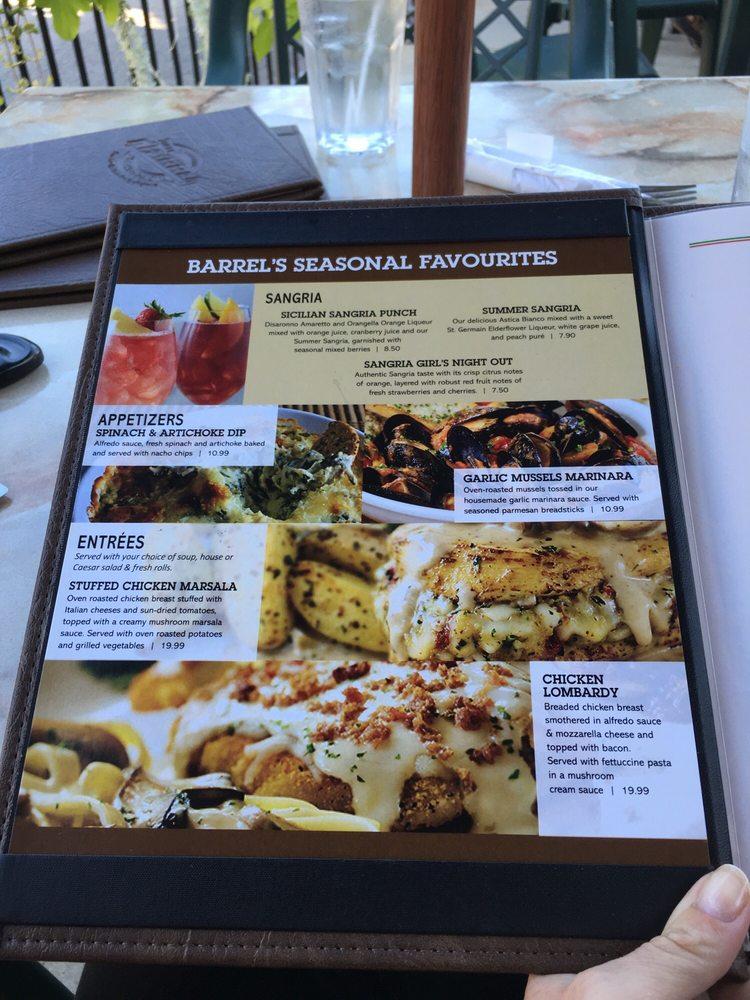 Menu at Barrel Restaurant, Simcoe