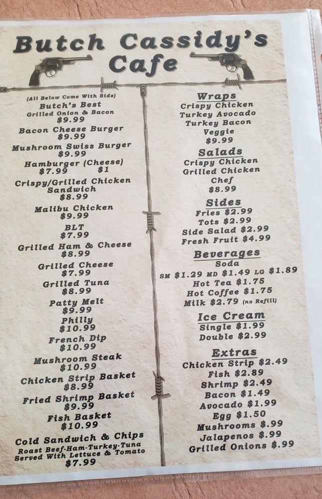 Menu at Butch Cassidy's Hideout desserts, Circleville, 339 US-89