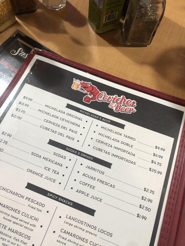Menu at Ceviches & Beer Kerman, CA. pub & bar, Kerman