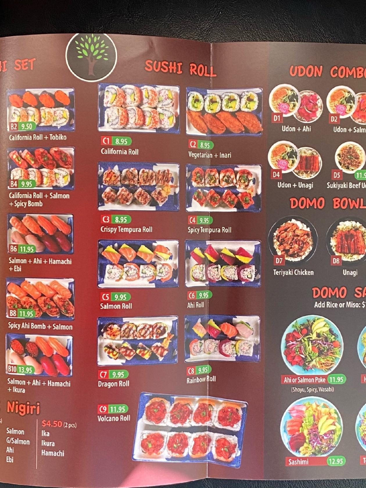 Menu at Domo Cafe, Honolulu, Waialae Ave