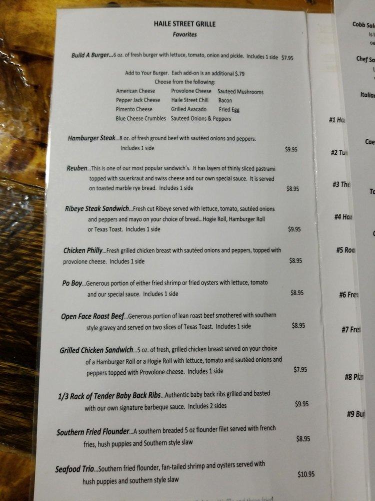 Menu at Haile Street Grill cafe, Camden
