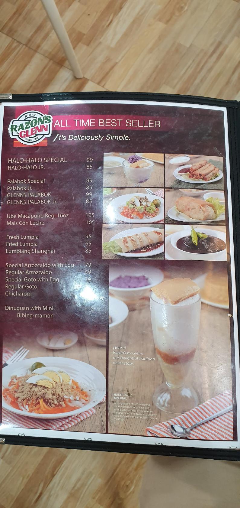 Menu at Razon's of Guagua restaurant, Puerto Princesa