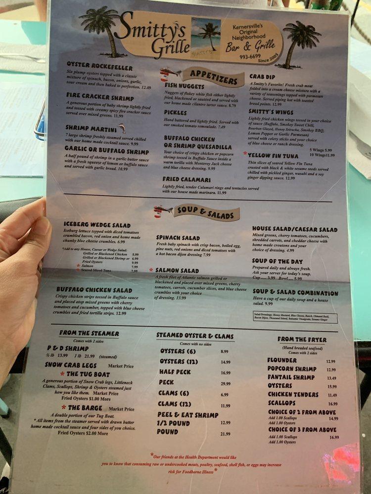 Menu at Smitty's Grille restaurant, Kernersville