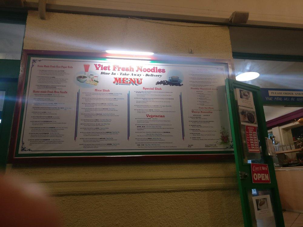 Menu at Viet Fresh Noodles restaurant, Cairns