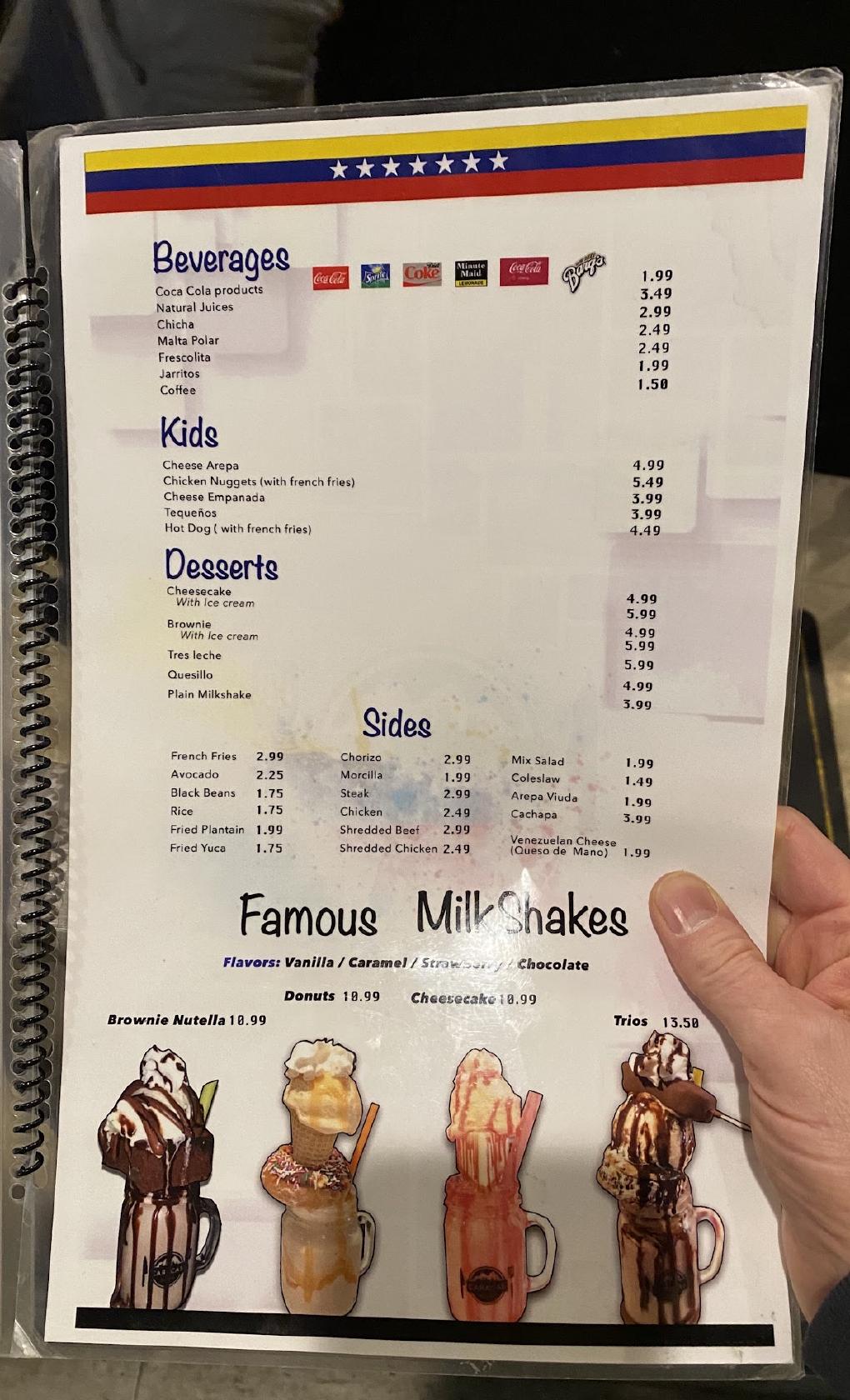 Menu at Caracas Bistro restaurant, Mishawaka