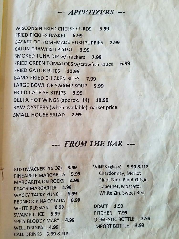Menu at Fish River Grill restaurant, Gulf Shores