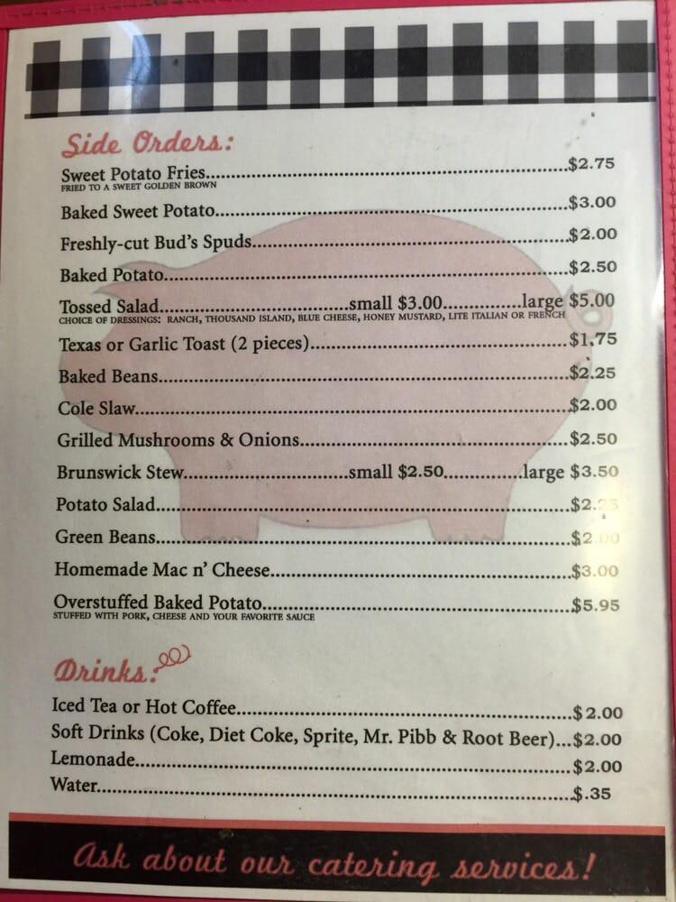 Menu at The Pink Pig BBQ, Cherry Log, 824 Cherry Log St