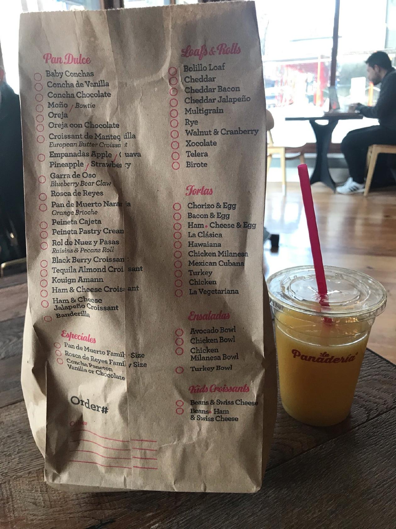 Menu at La Panadería Bakery Café, San Antonio, 301 E Houston St