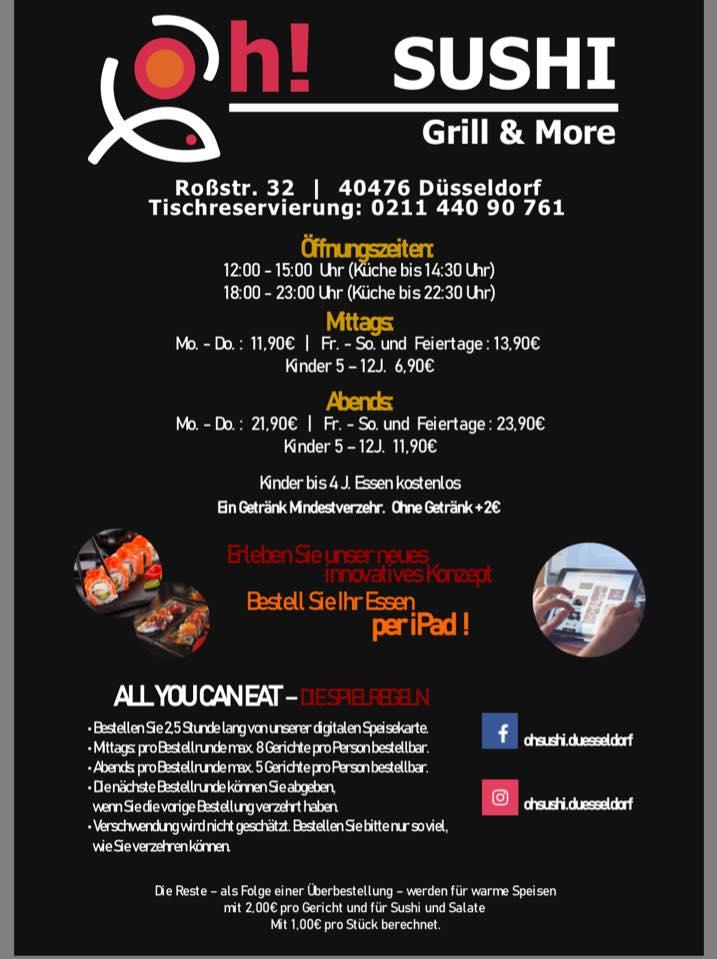 Speisekarte von Oh! Sushi restaurant, Düsseldorf