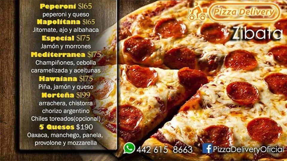 Menu at PizzaDelivery pizzeria, Santiago de Querétaro