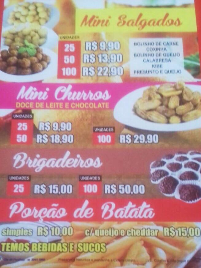 Menu at Ponto da Coxinha, Piracicaba, Av. Luiz Ralf Benatti