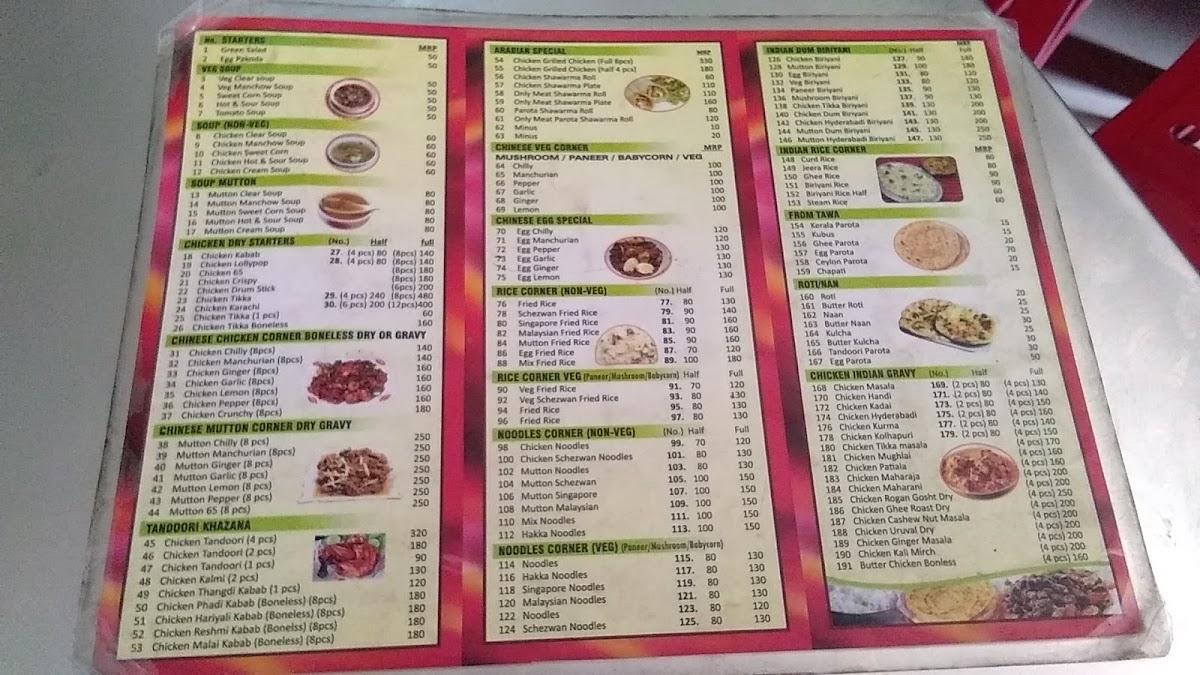 Menu at Red Chilli hut Hotel, Mangaluru