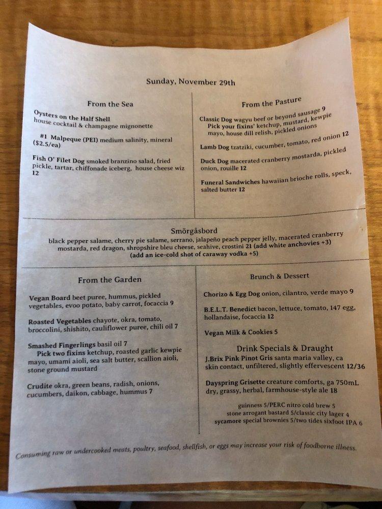 Menu at Sea Wolf Tybee pub & bar, Tybee Island