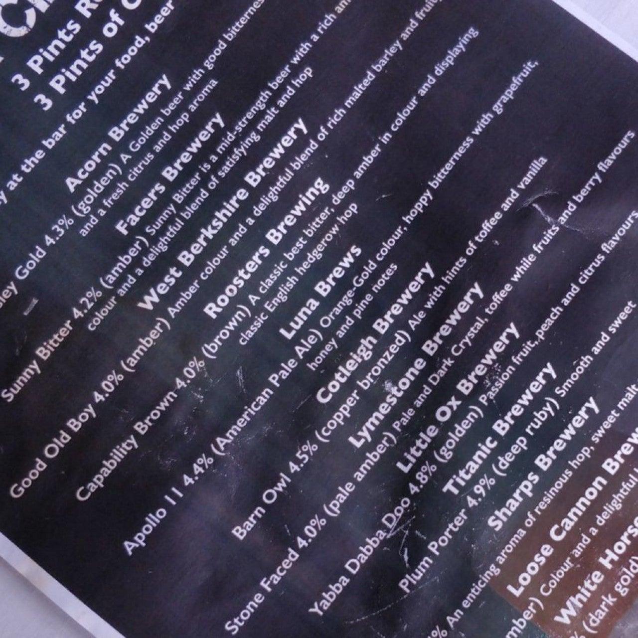 Menu at The Tree at Iffley pub & bar, Oxford, The Tree Hotel