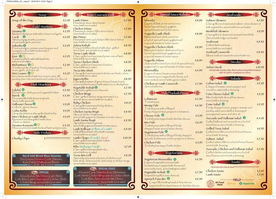 Menu at Faroz Restaurant - Ilford, Ilford