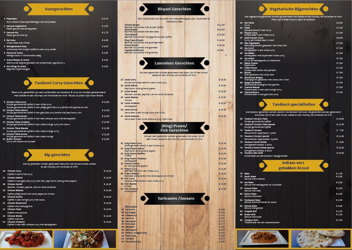 Menu at Kashmir Sweets Tandoori & Rotishop, Rotterdam