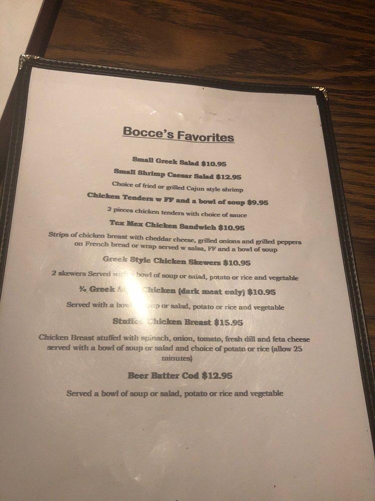 Menu at Bocce's Bar and Grill, Matteson