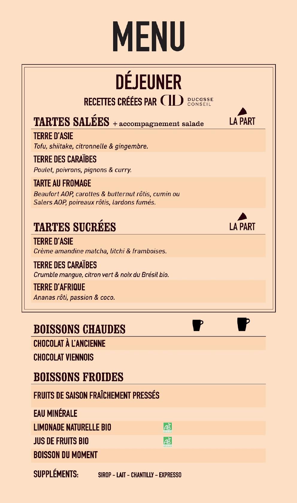 Menu at Malongo Atelier Barista - Gare du Sud, Nice