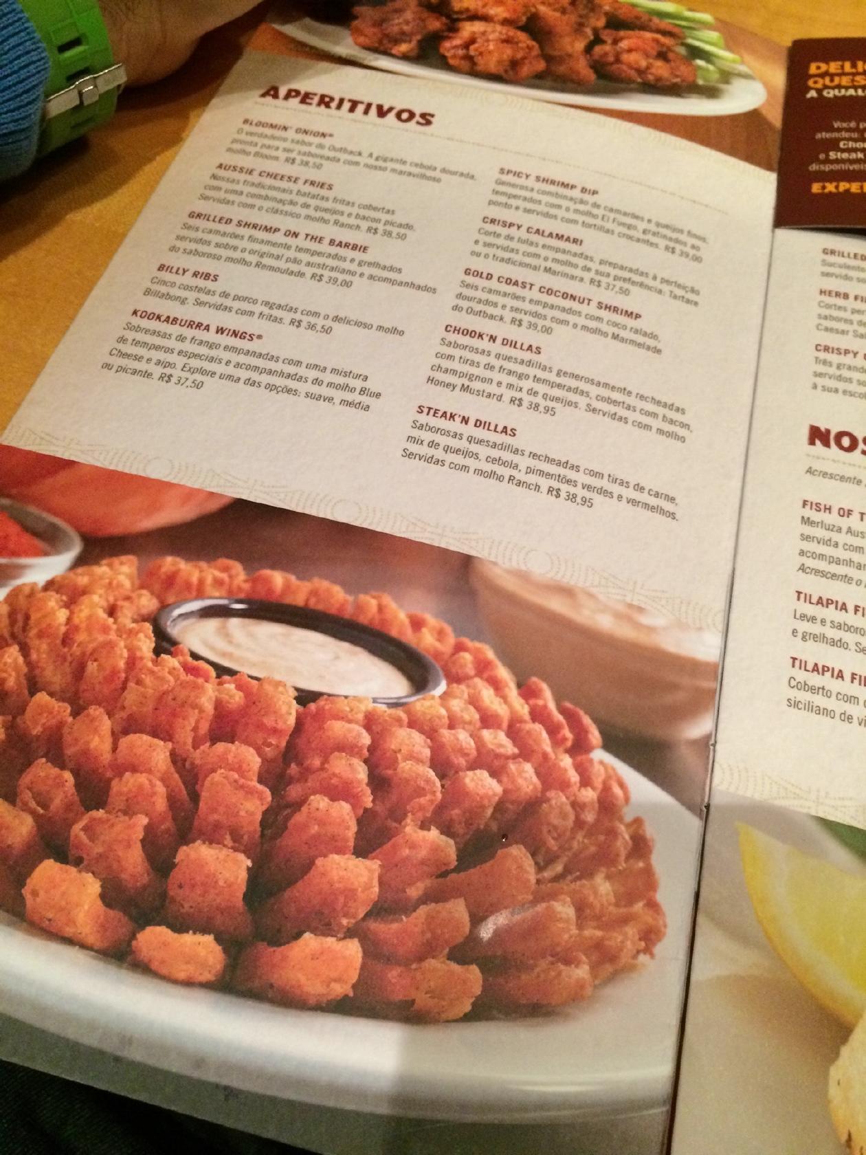 Menu em Outback Steakhouse, Londrina, Rodovia Celso Garcia Cid