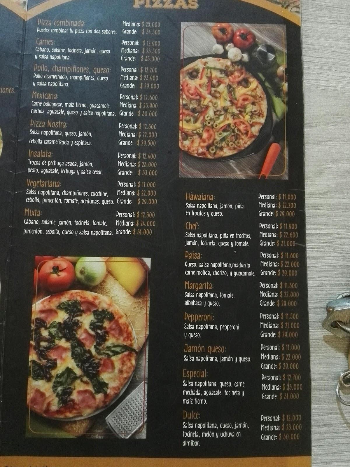 Carta del restaurante Pomodorino, Sabaneta