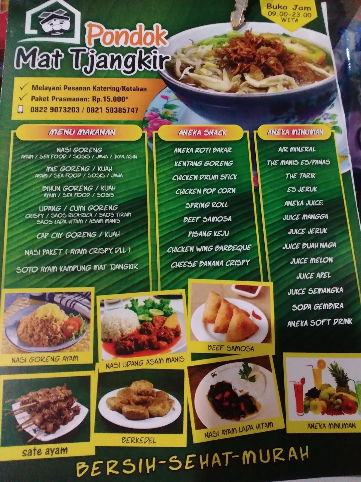 Carta del café Pondok Mat Tjangkir, Balikpapan