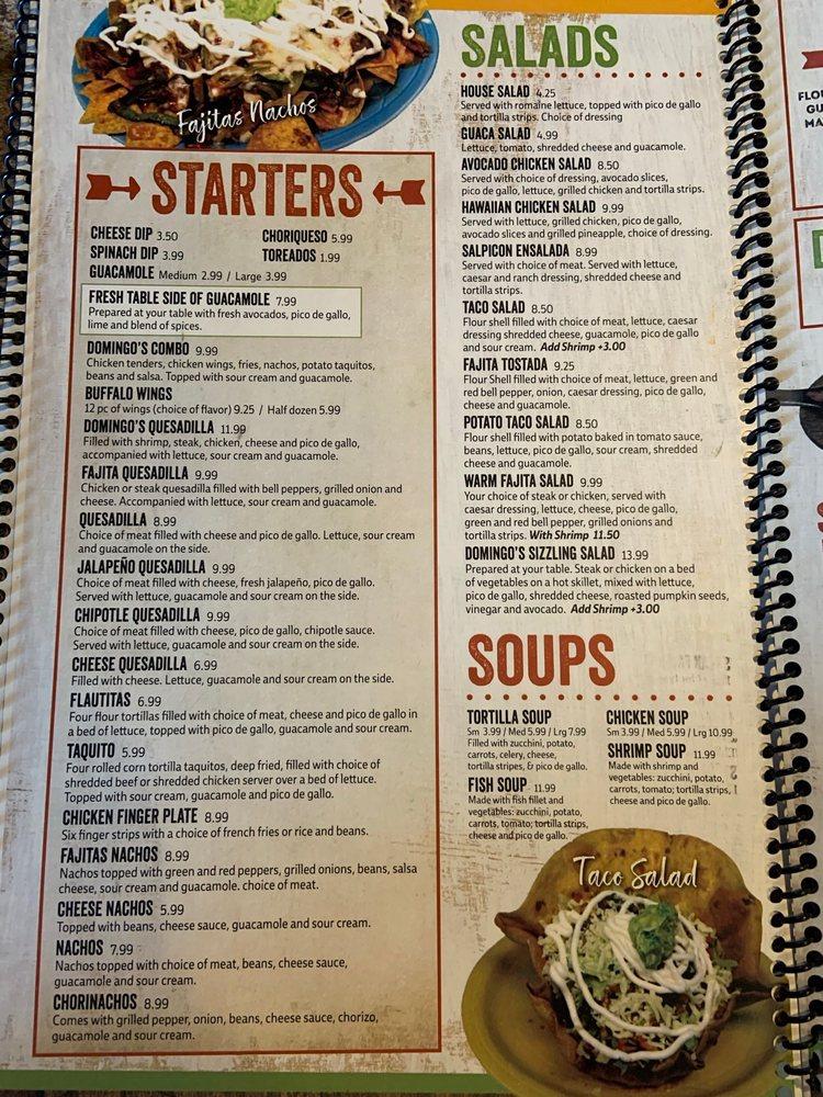 Menu at Domingos Mexican & Seafood Restaurant, Mocksville