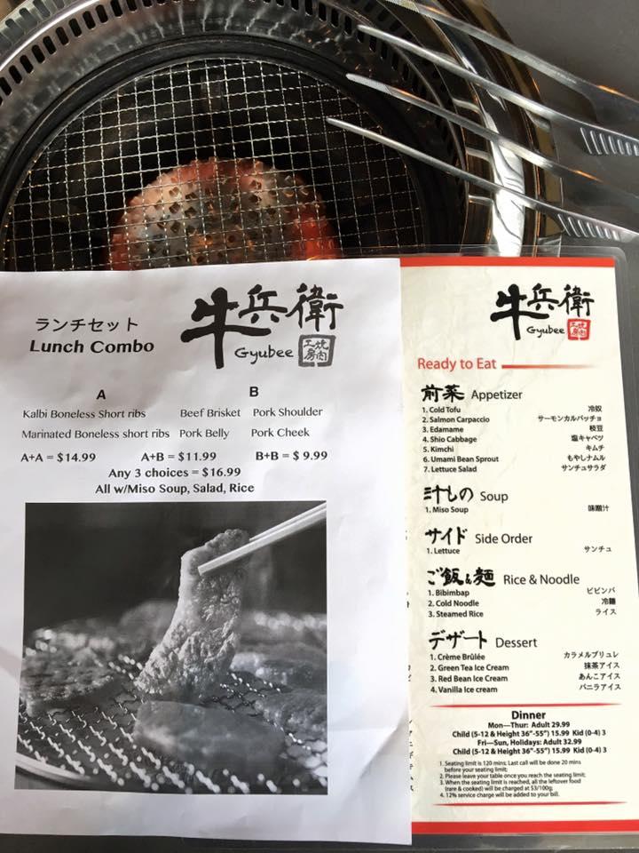 Menu at Gyubee Japanese Grill (Markham) BBQ, Markham, Woodbine Ave #100