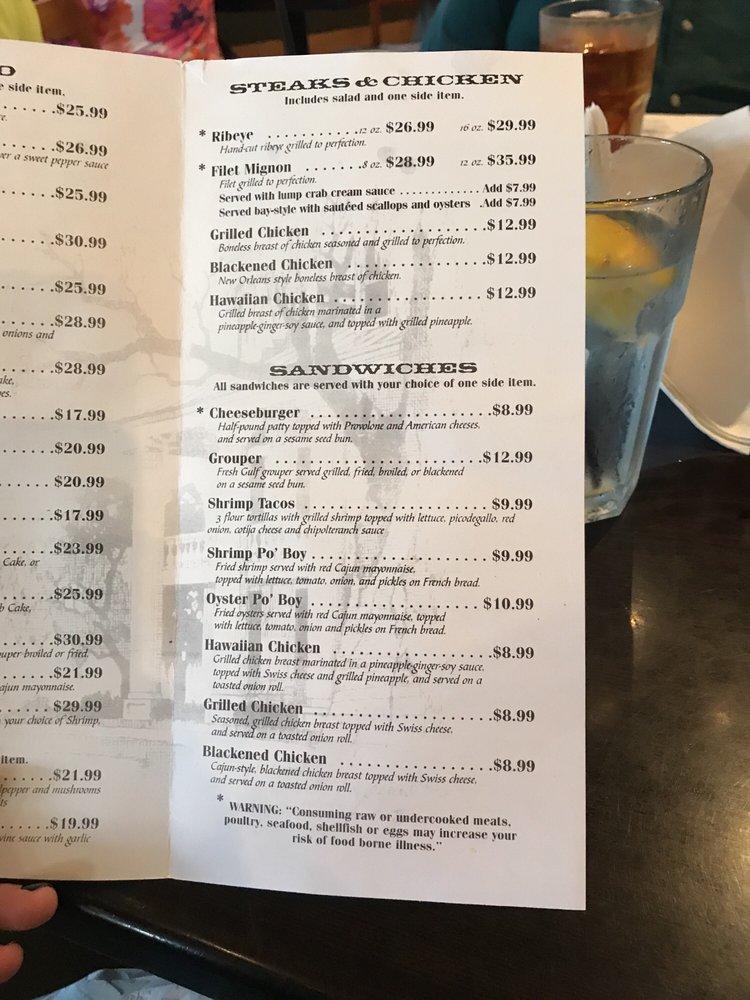 Menu at Rusty's Riverfront Grill restaurant, Vicksburg