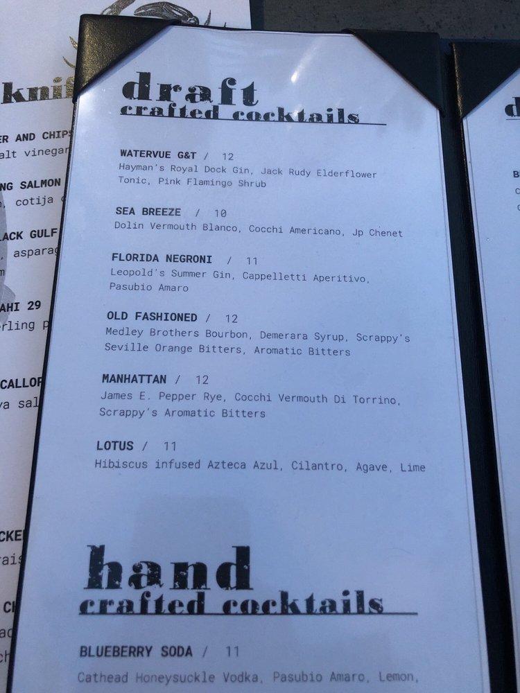 Menu at Watervue Grille- Downtown Tampa- Harbour Island restaurant, Tampa