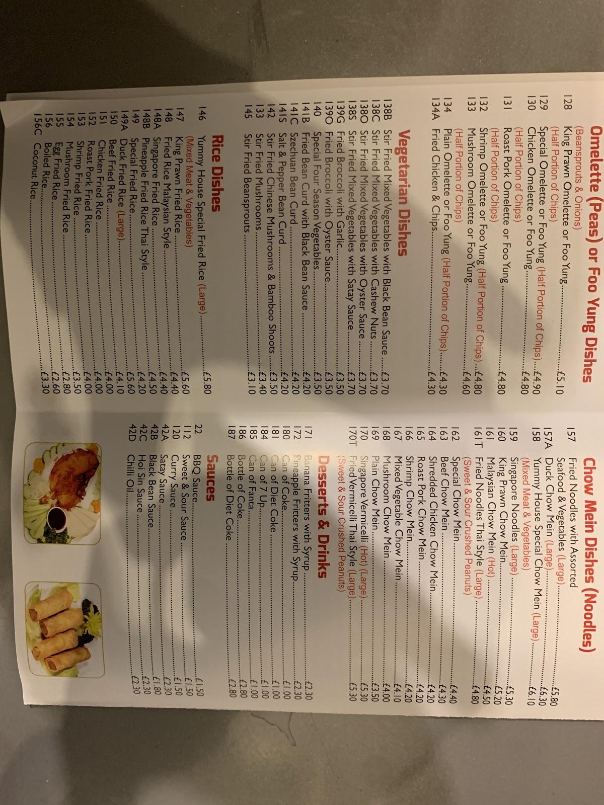 Menu at Yummy fast food, Gravesend, 84-85 London Rd