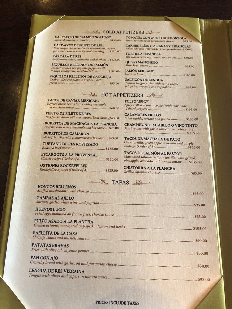 Menu at Caesar's pub & bar, Tijuana, Av. Revolución 8190