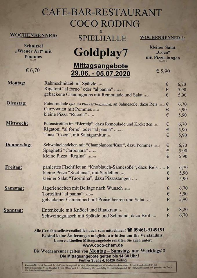 Speisekarte von Cafe Coco, Cham