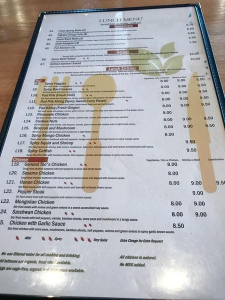 Menu at Fresh Bowl Thai Cuisine restaurant, Lawrenceville