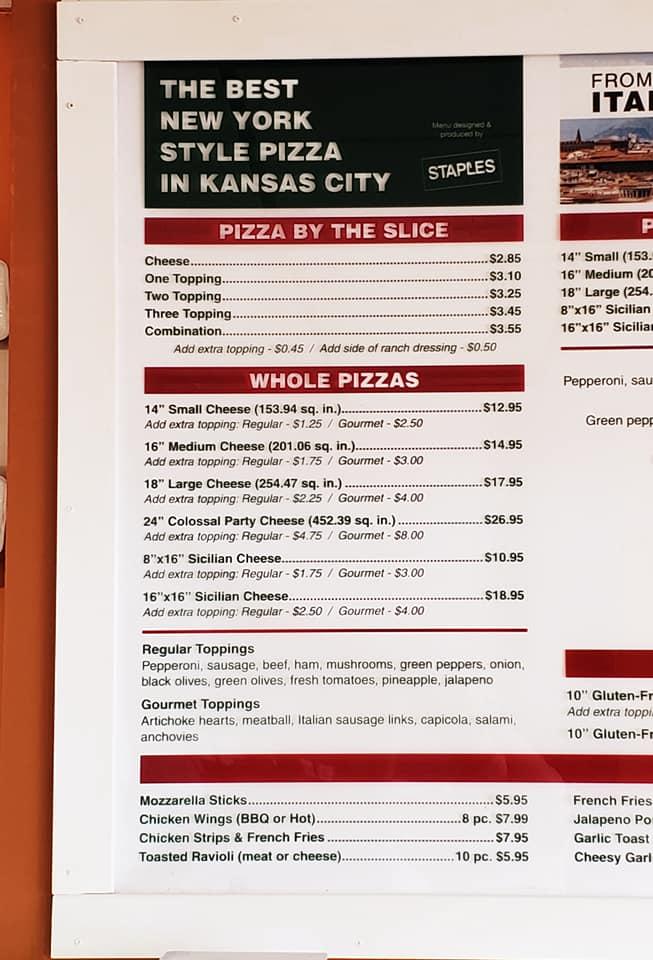 Menu at Leone Original Pizza pizzeria, Overland Park, Antioch Rd