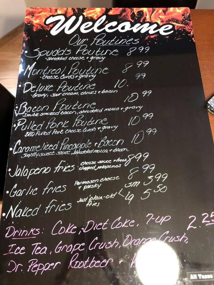 Menu at Mr. Spudds Poutinerie And More restaurant, Canada