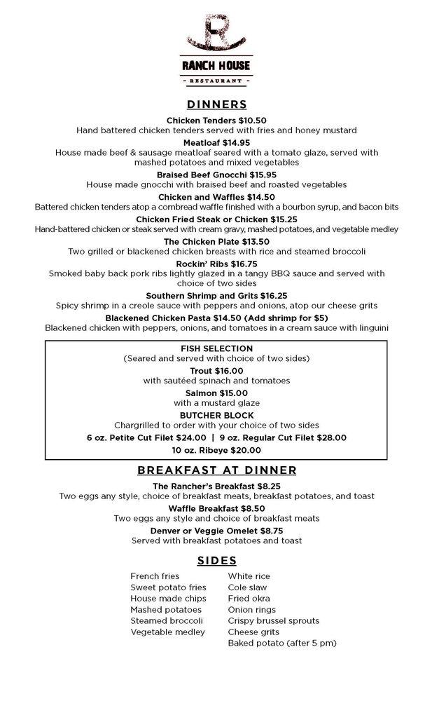 Menu at Rocking "R" Ranch House Restaurant, Broken Arrow, E Kenosha St